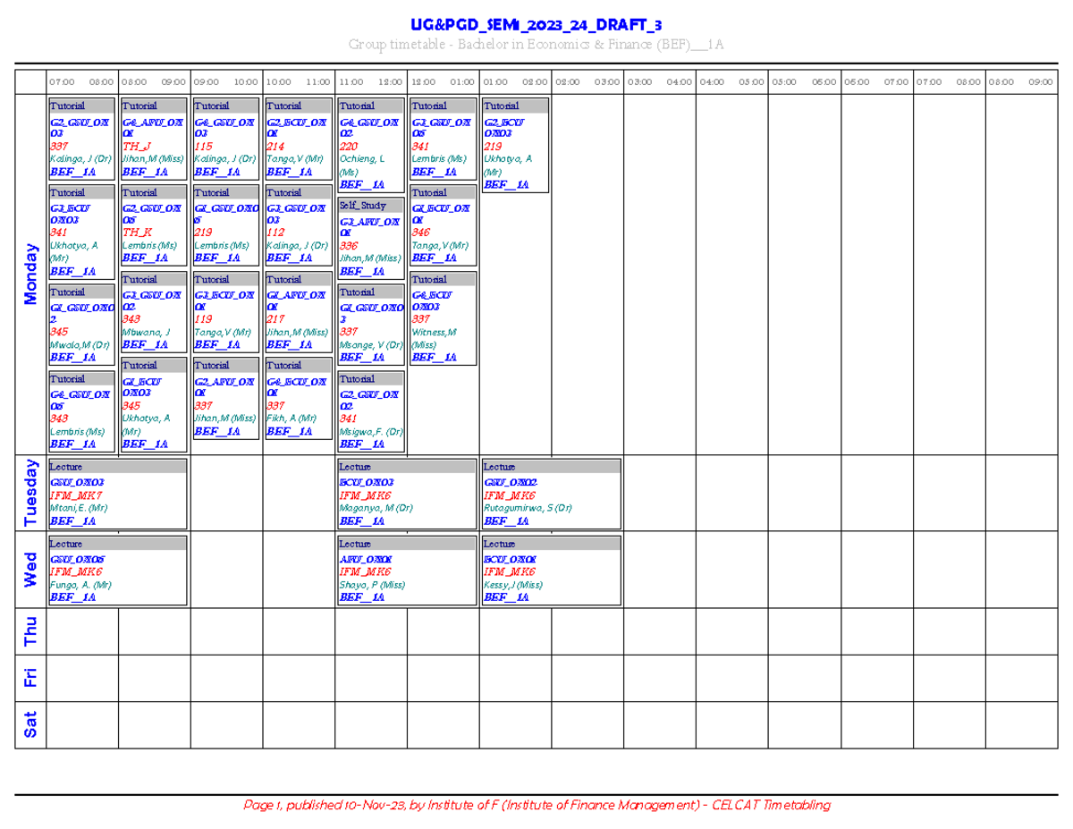 Economics&Taxation - Timetable - Group timetable - Bachelor in ...
