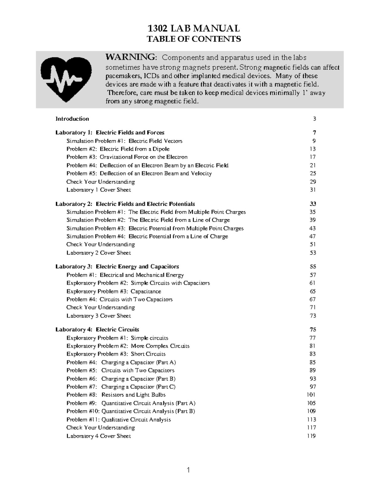 1302 Lab Manual - 1234 - 1302 LAB MANUAL TABLE OF CONTENTS WARNING ...