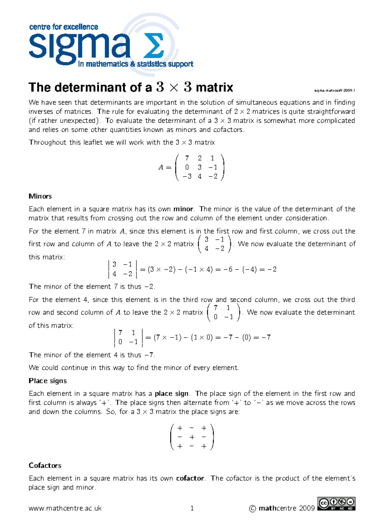 Sigma matrices 9 2009 1 - 123456789 - Introduction to Law - Studocu