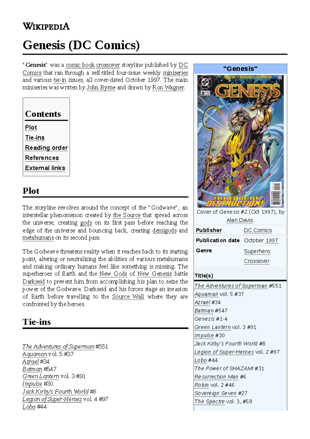Genesis (DC Comics) - "Genesis" Cover of Genesis #2 (Oct 1997), by Alan ...