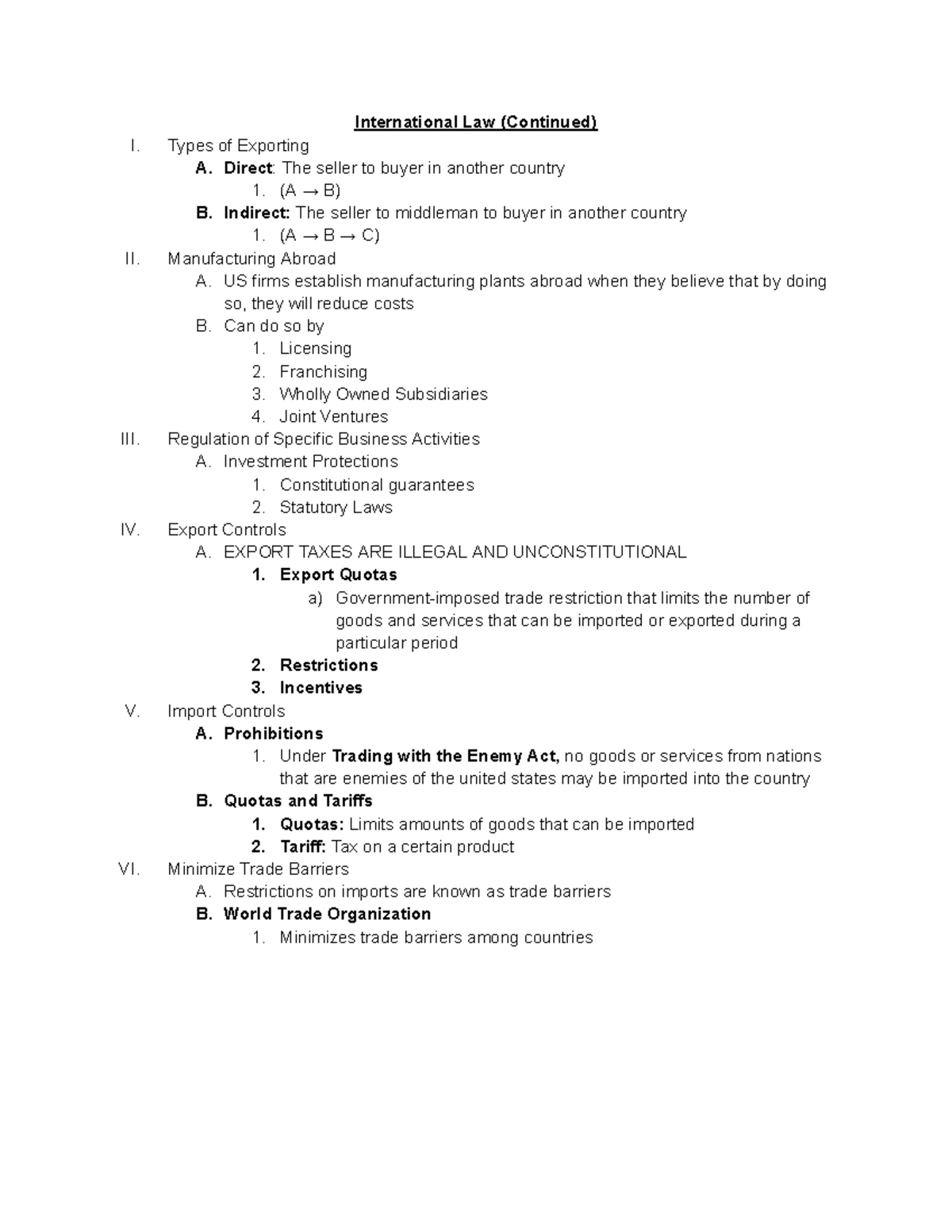 Legal Environment of Business Day 23 - International Law (Continued) I ...