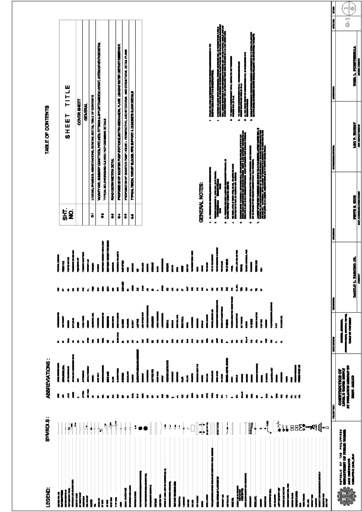 Dpwh standard pipe laying - LEGEND: SYMBOLS ABBREVIATIONS TABLE OF ...