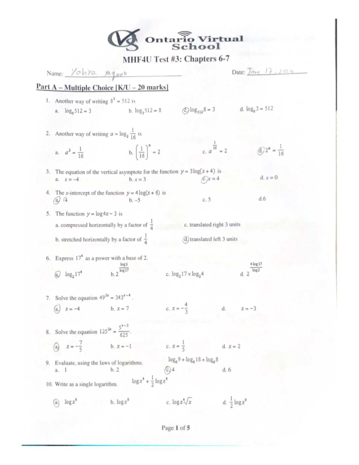Unit 3 test - unit 3 advanced functions - Studocu