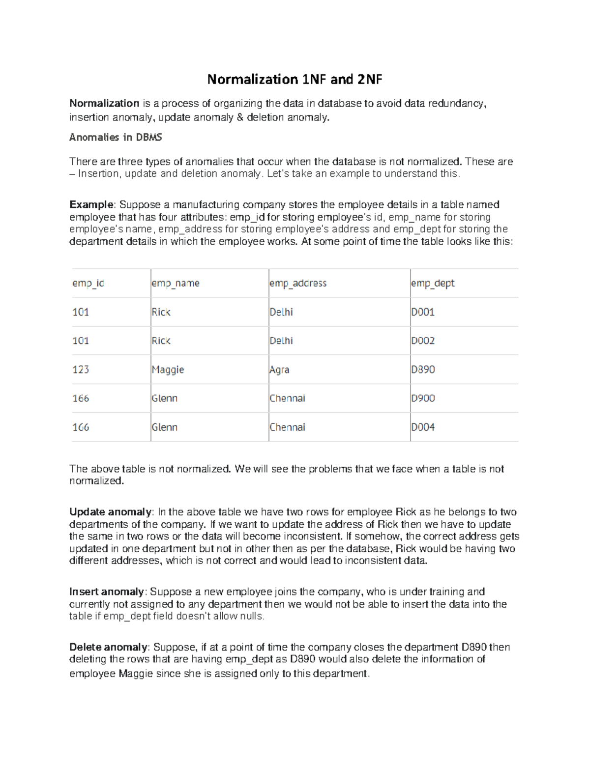 Normalization basics 1NF 2NF - Normalization 1NF and 2NF Normalization ... Normalization basics 1NF 2NF - Normalization 1NF and 2NF Normalization ...