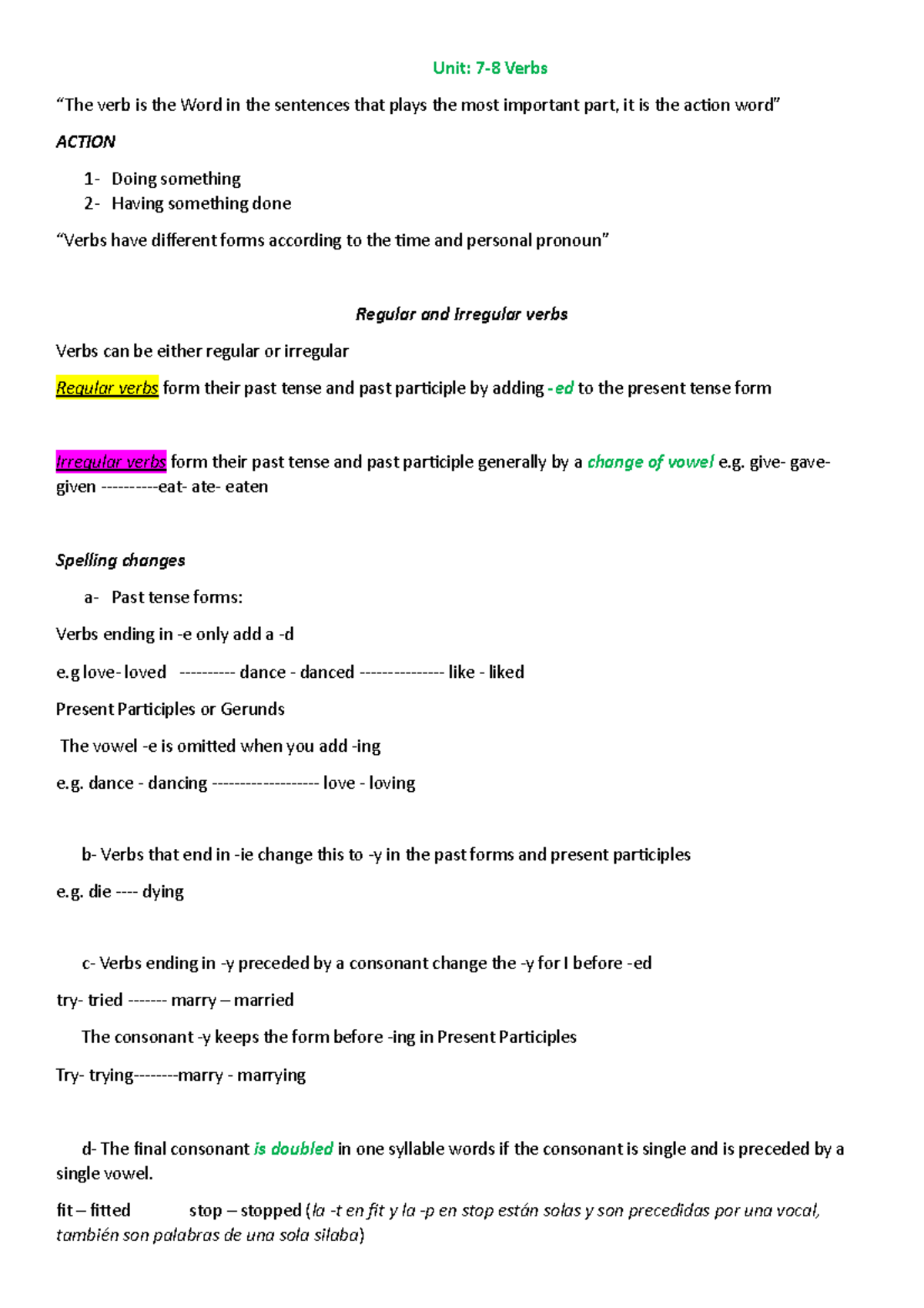 Verbs and Modals - Grammarway 4 - Unit: 7-8 Verbs “The verb is the Word ...