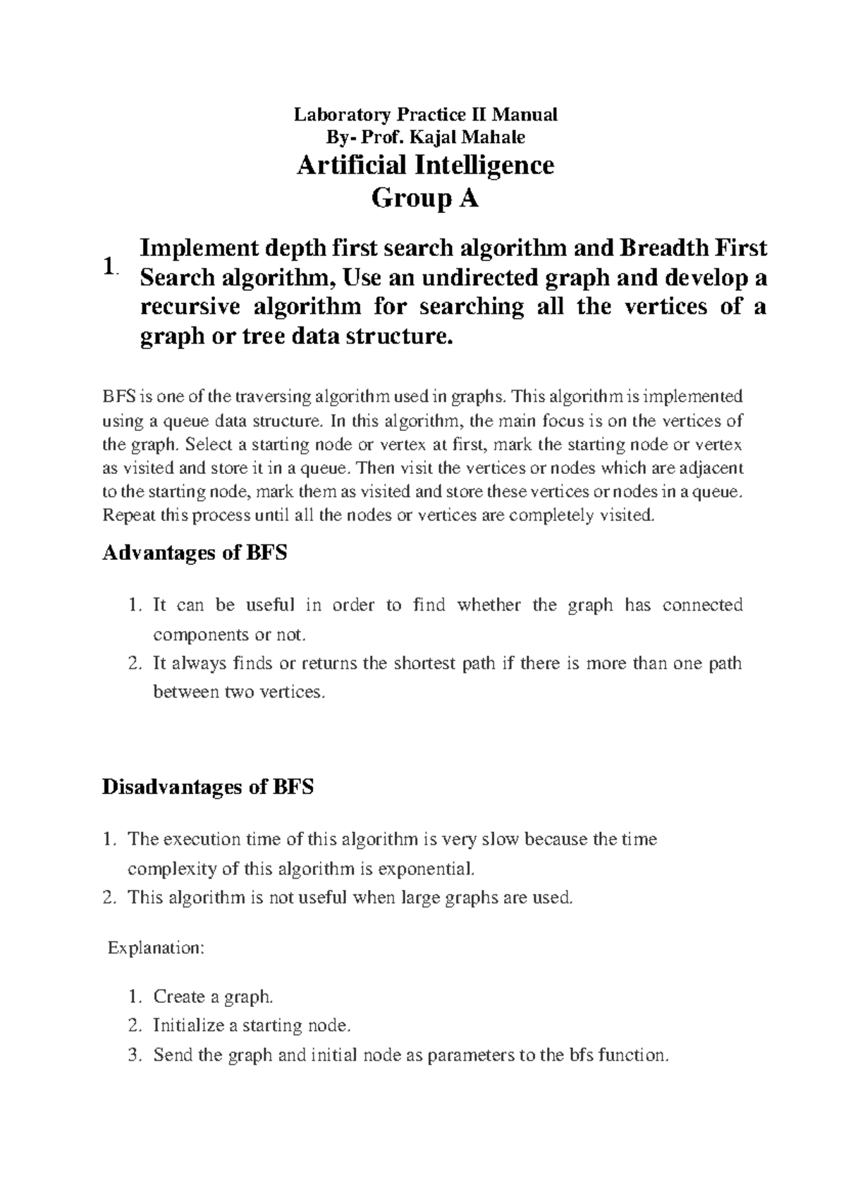 Ai LP-II Lab Manual - Laboratory Practice II Manual By- Prof. Kajal ...