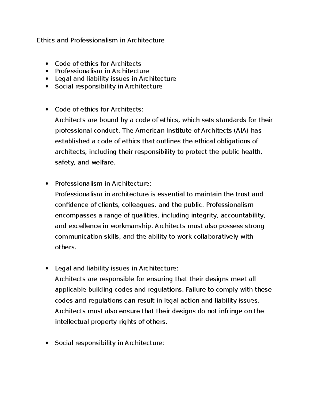 Ethics and Professionalism in Architecture - The American Institute of ...