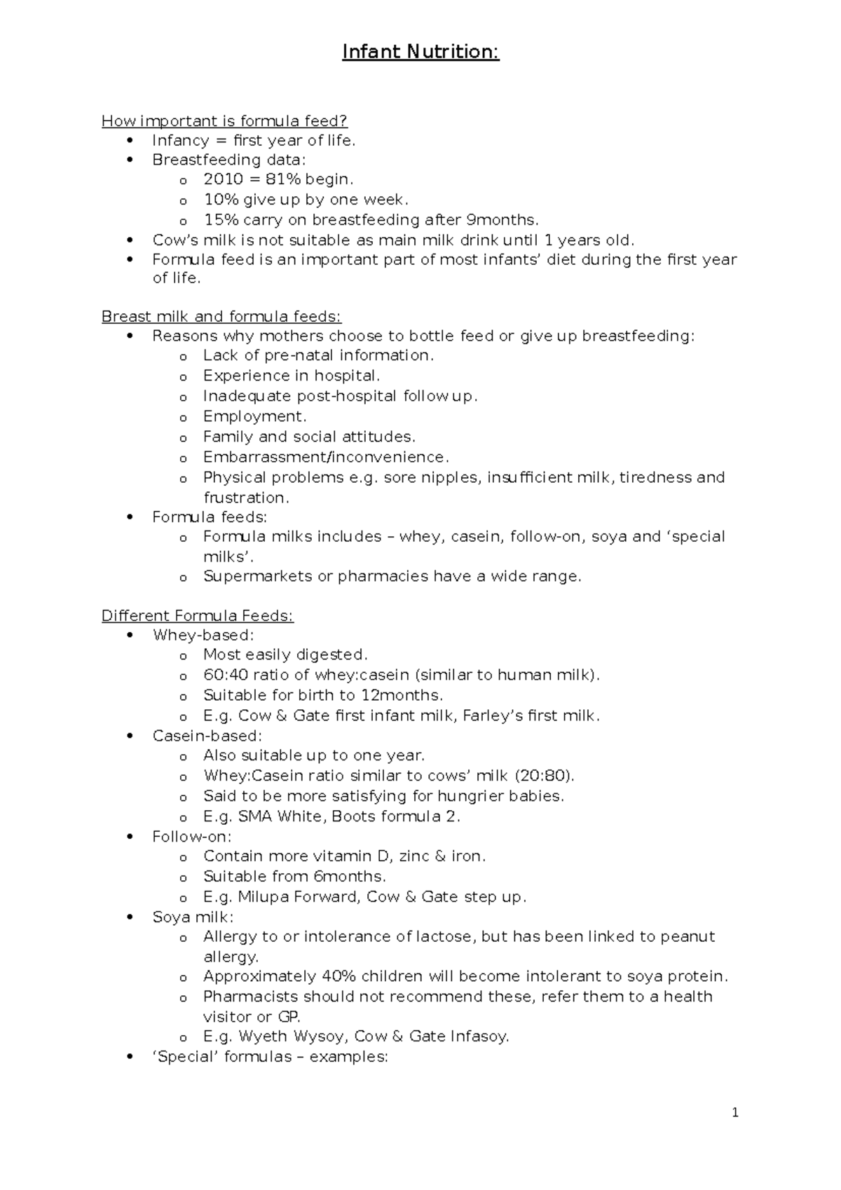 Lecture 2 - Summary Pharmacy Practice.infant.nutrition - Infant ...