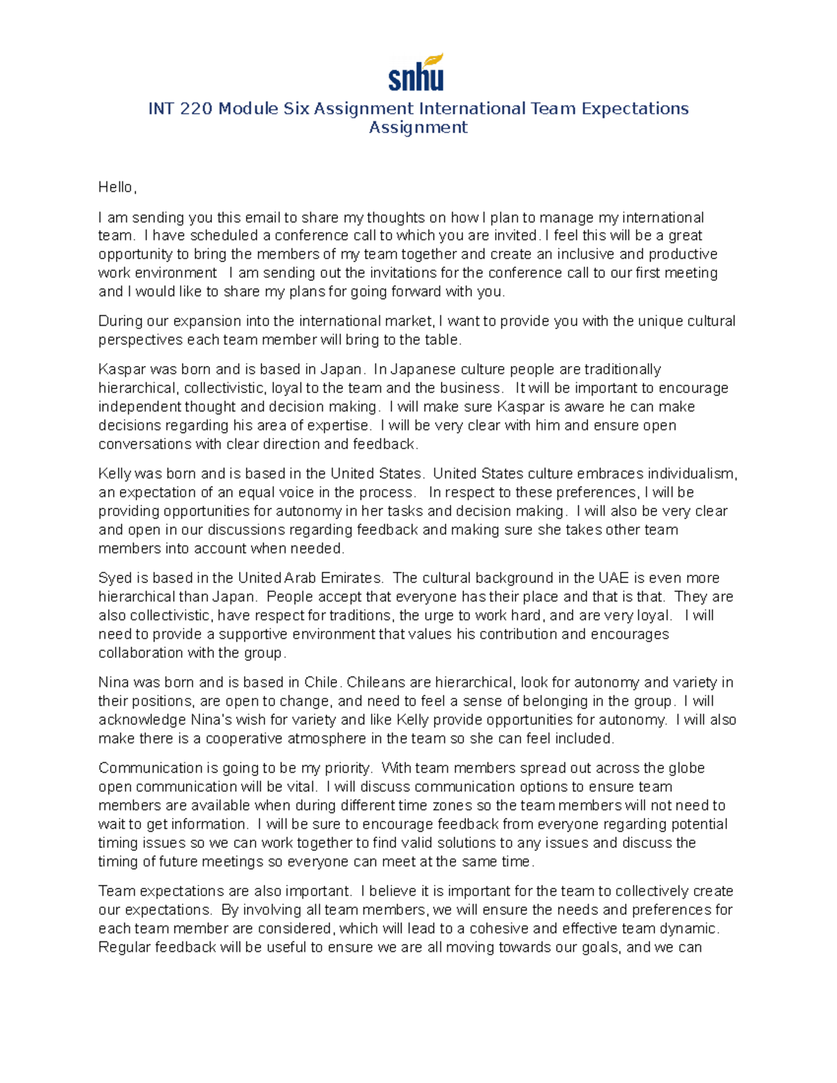 INT 220 Module 6 - Email and Conference Call Invitation - INT 220 ...