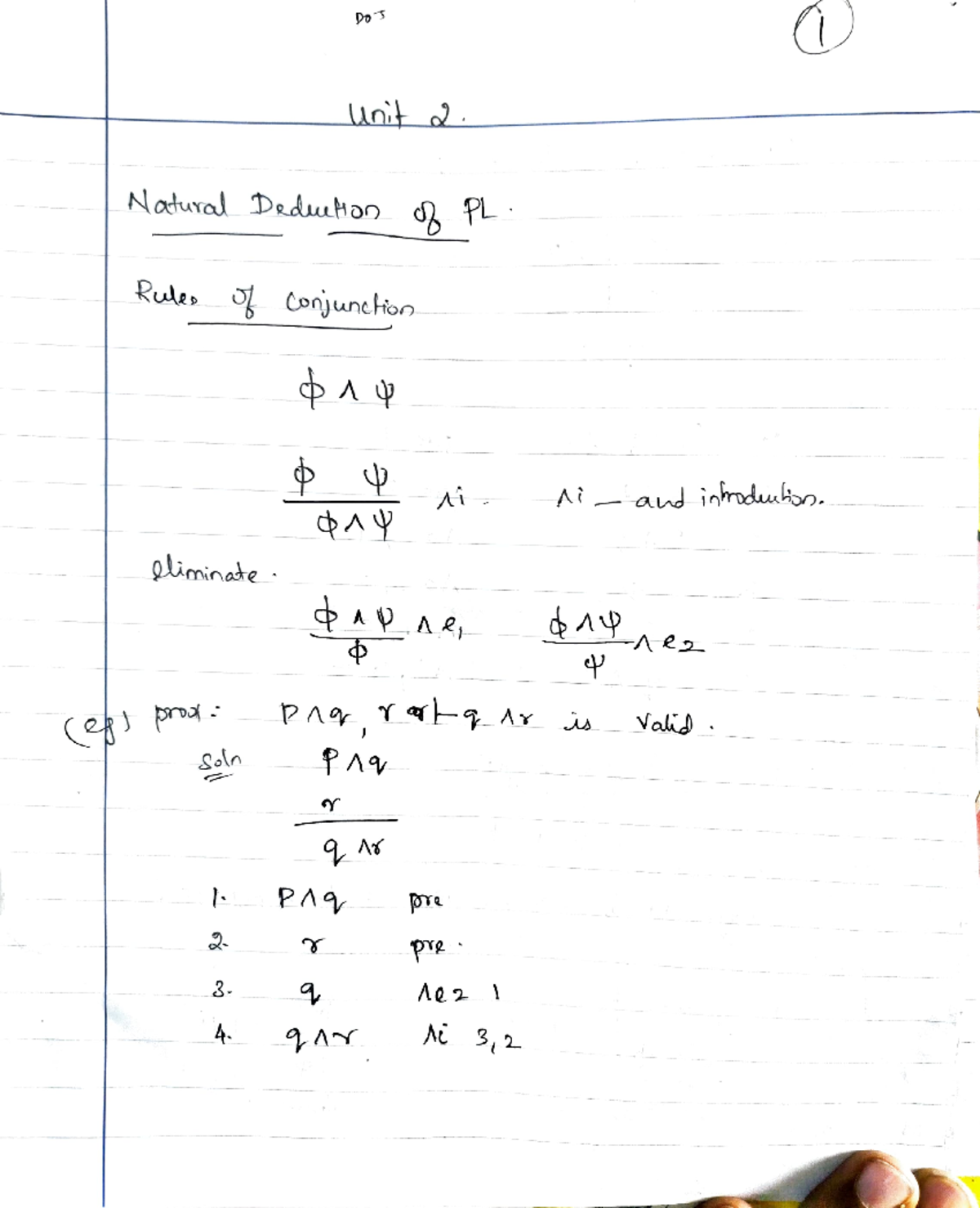 CL Unit 2 Notes - Notural DedutHon Rules o corjuncton pliminate. Soln ...