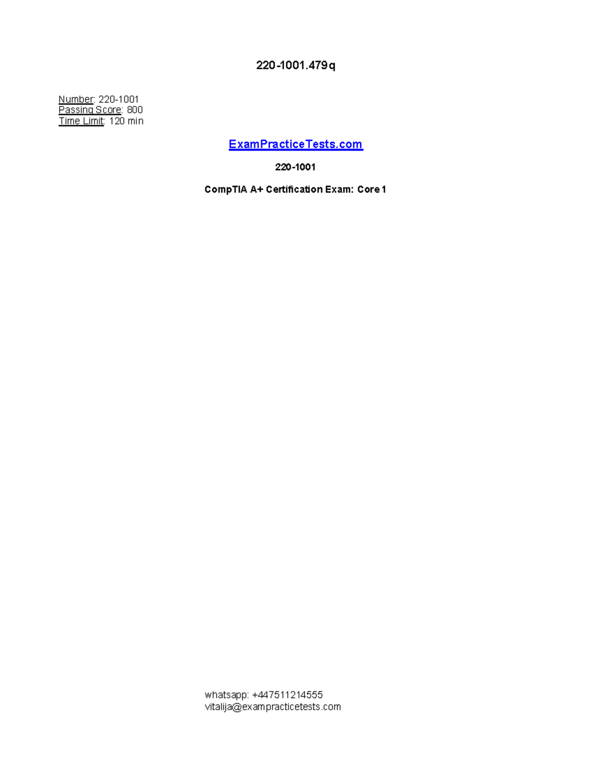 CompTIA Certification Exam: Core 1 Practice Test - Studocu