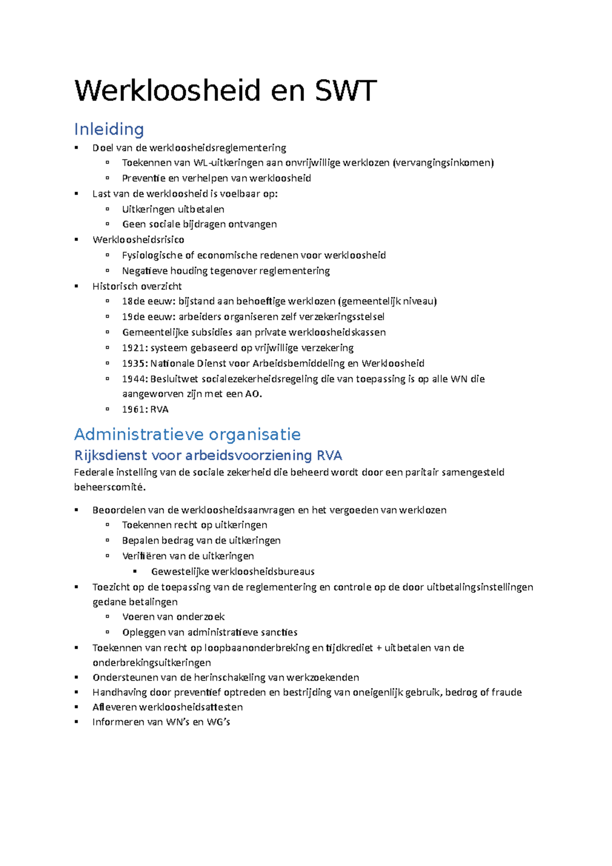 Werkloosheid en SWT - PPT's in word-document geplaats met notities ...