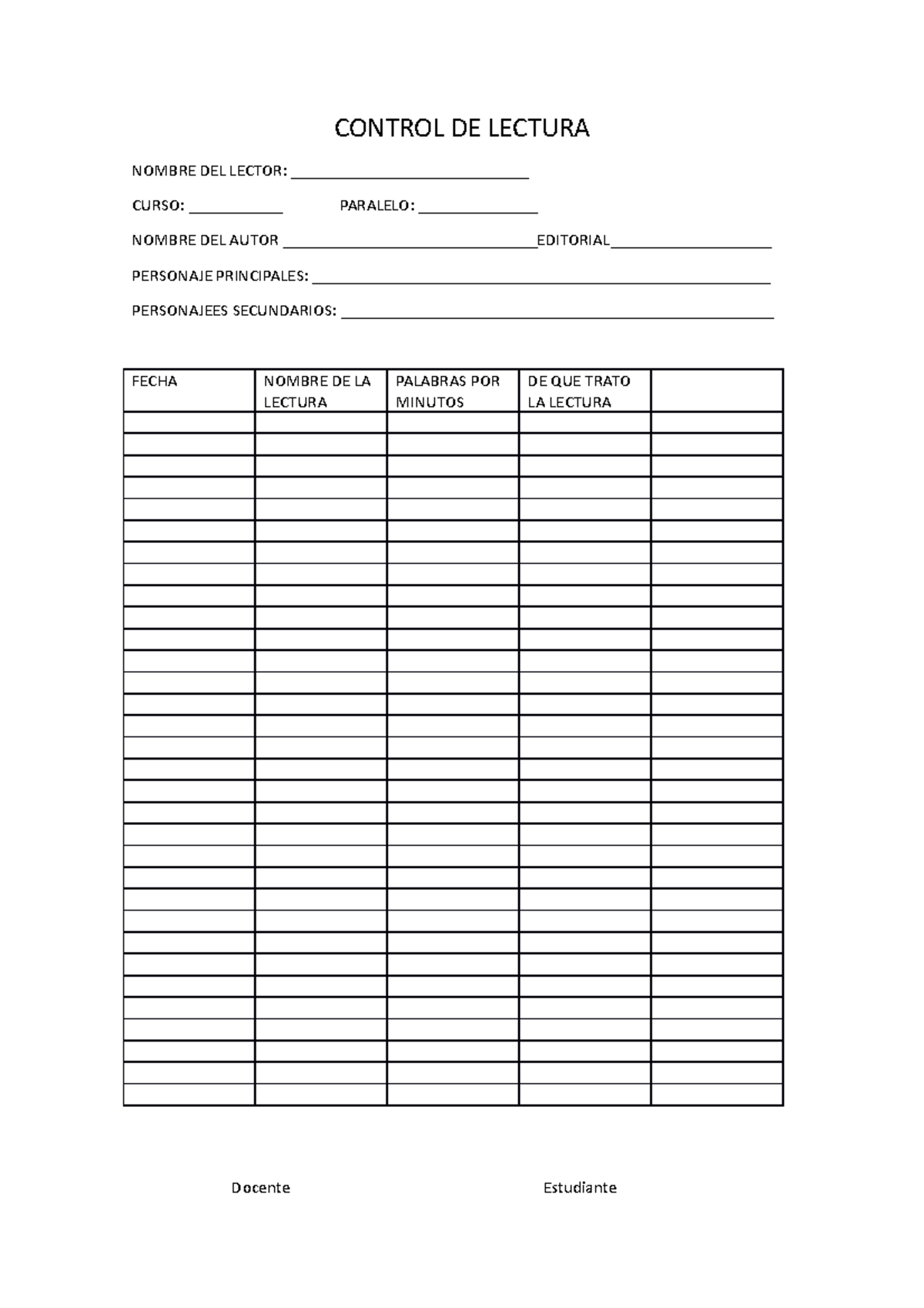 Control DE Lectura - Lenguaje Y Comunicación - CONTROL DE LECTURA ...