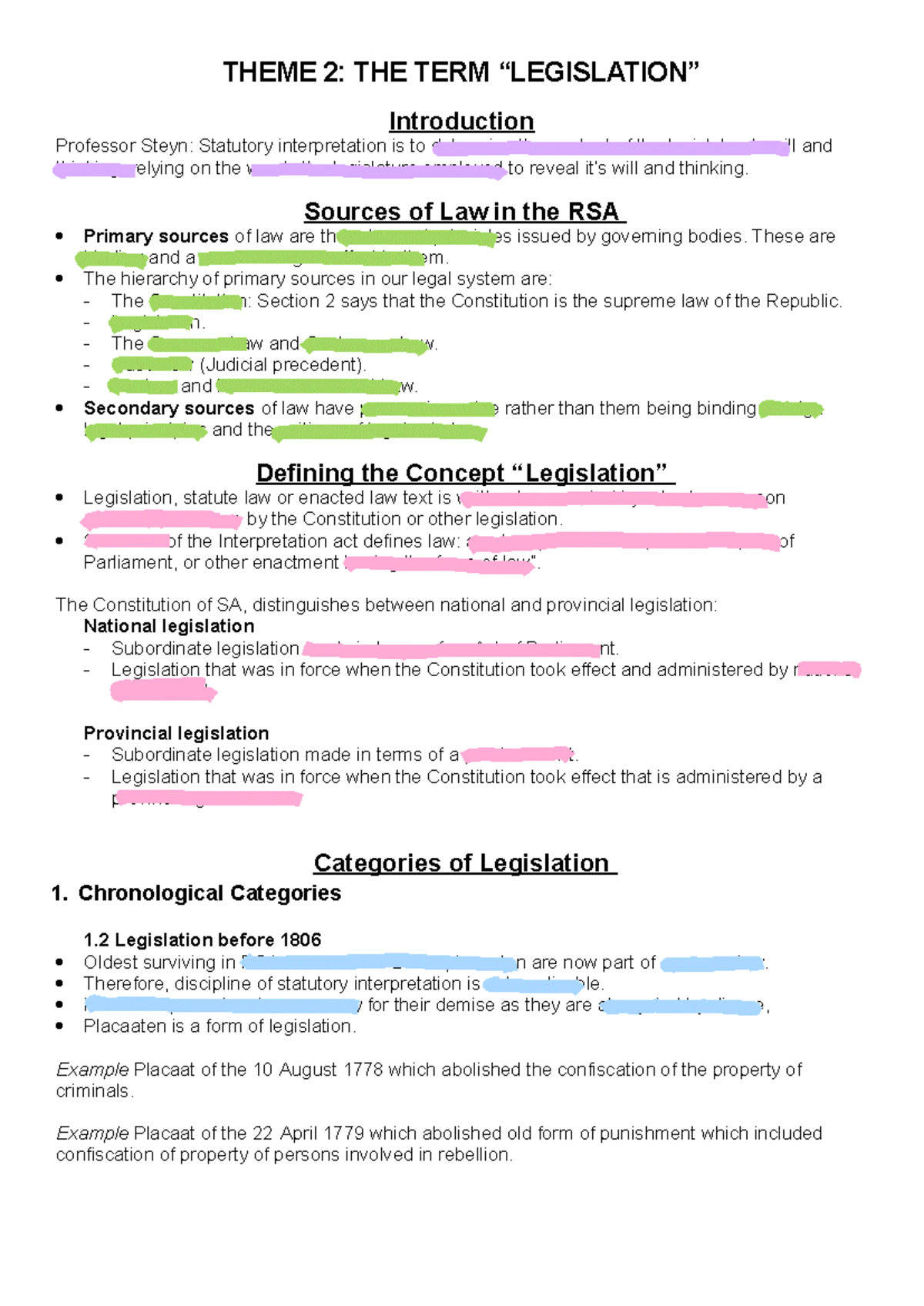 2 - The Term Legislation - THEME 2: THE TERM “LEGISLATION” Introduction ...