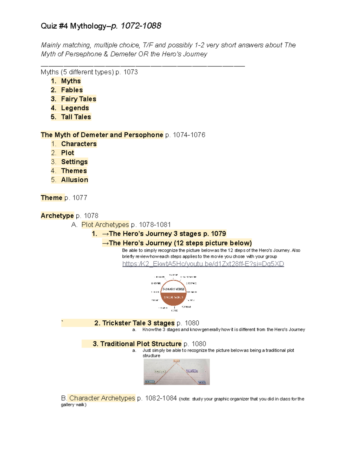 Quiz #4 Mythology Quiz Review Terms - Quiz #4 Mythology–p. 1072- Mainly ...