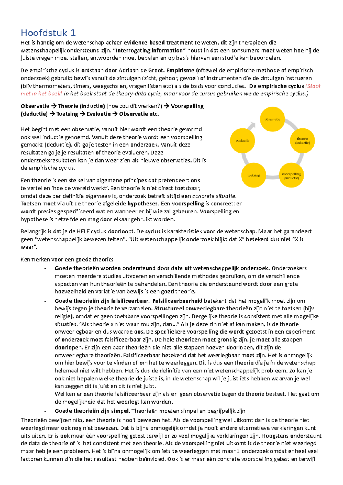 Samenvatting inleiding methodenleer - Hoofdstuk 1 Het is handig om de ...