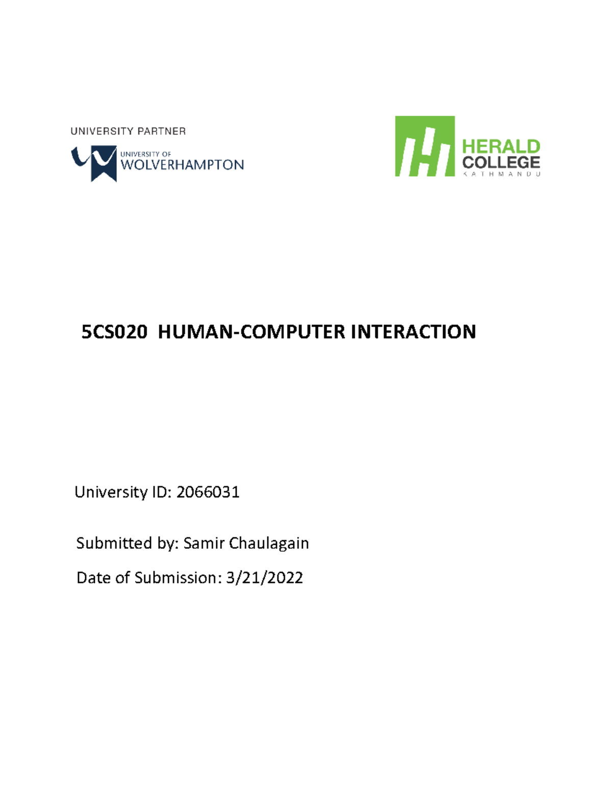2066031 Samir Chaulagain Task1 - 5CS020 HUMAN-COMPUTER INTERACTION ...