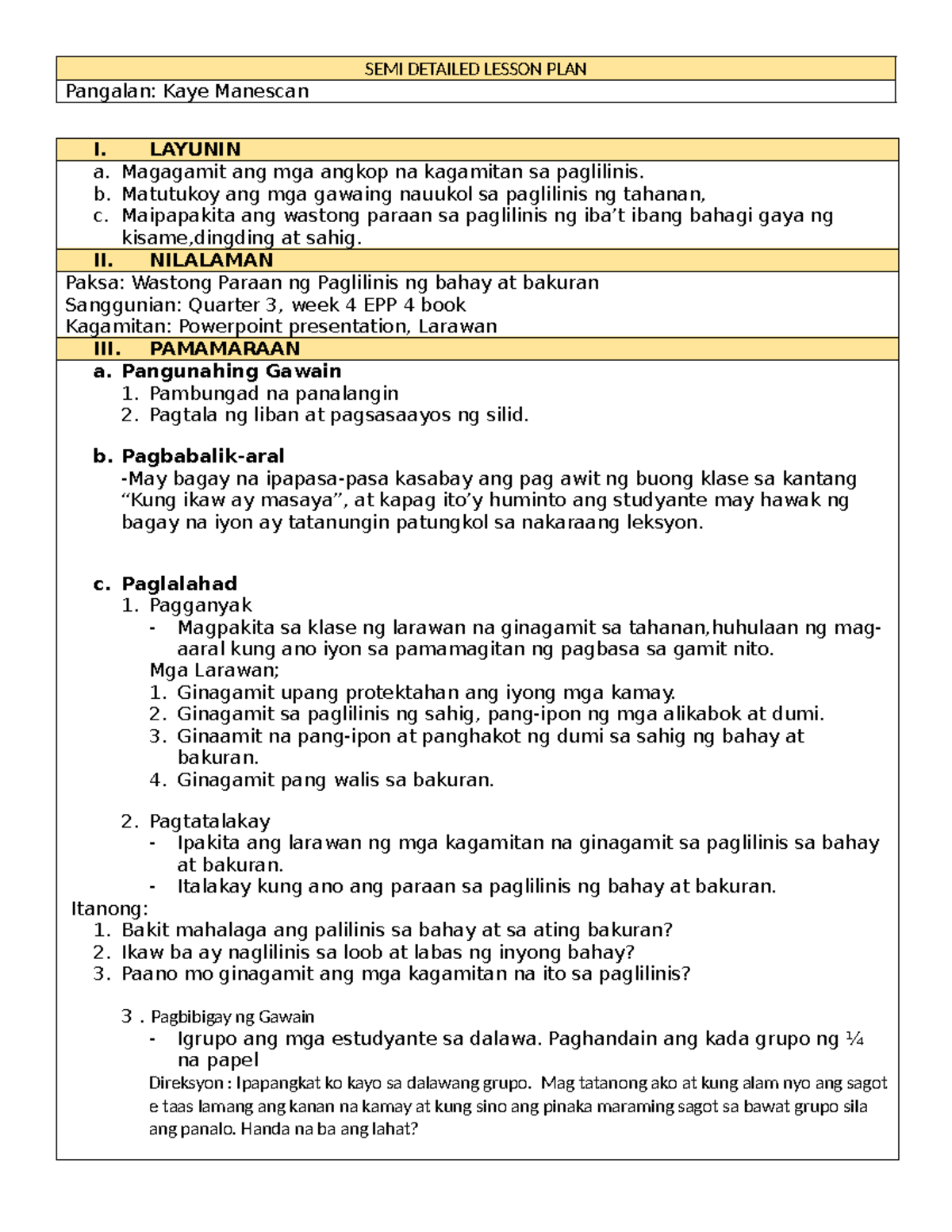 Daily- Lesson-LOG - I hope it can help. - SEMI DETAILED LESSON PLAN ...