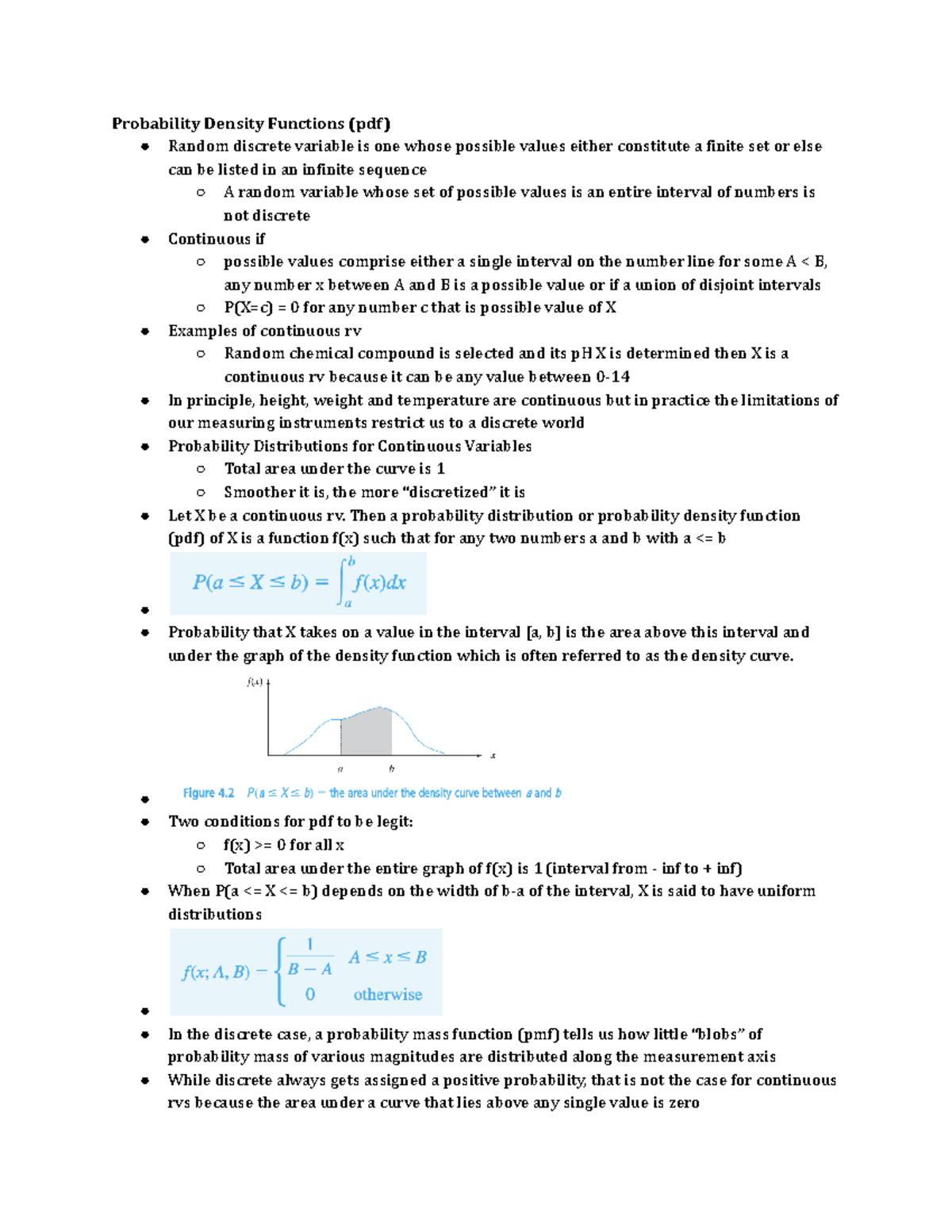 Reading Assigment 4 - Summary Probability and Statistics for Engineers - Probability Density ...
