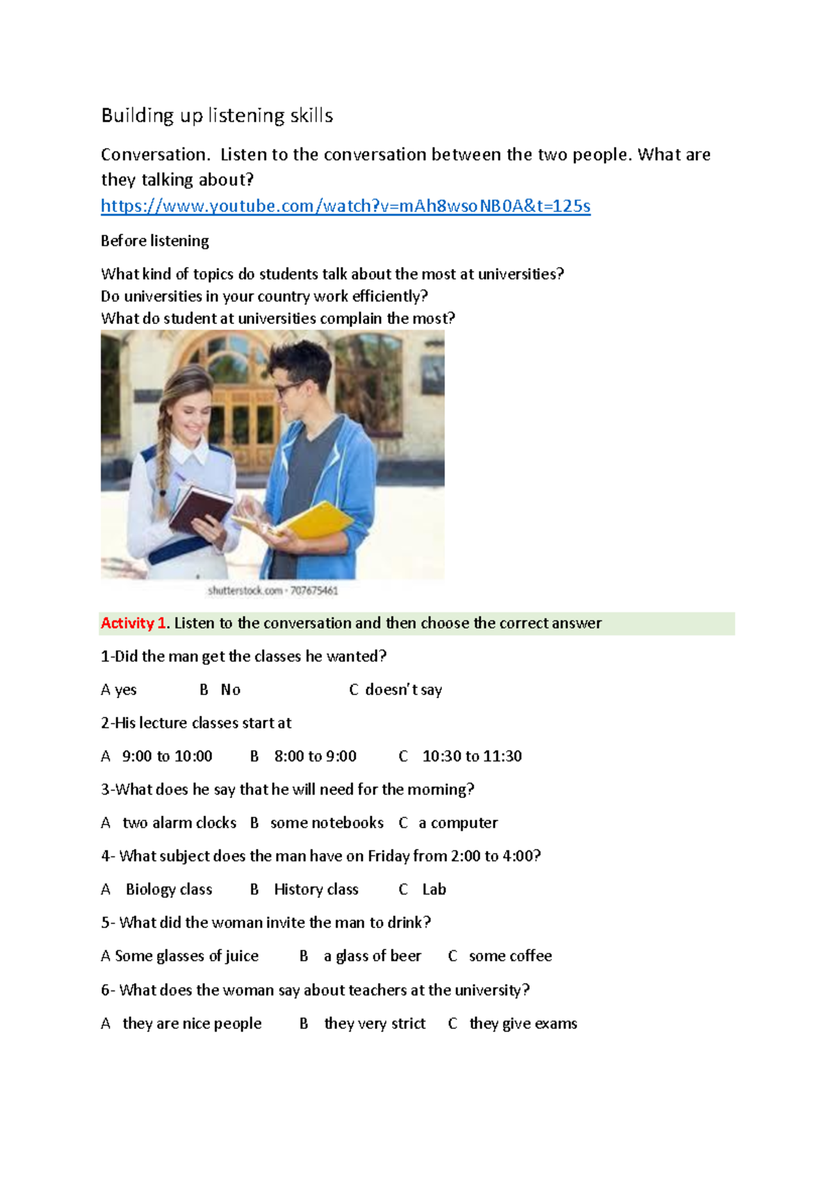 Builiding UP Listening Skills - Building up listening skills ...
