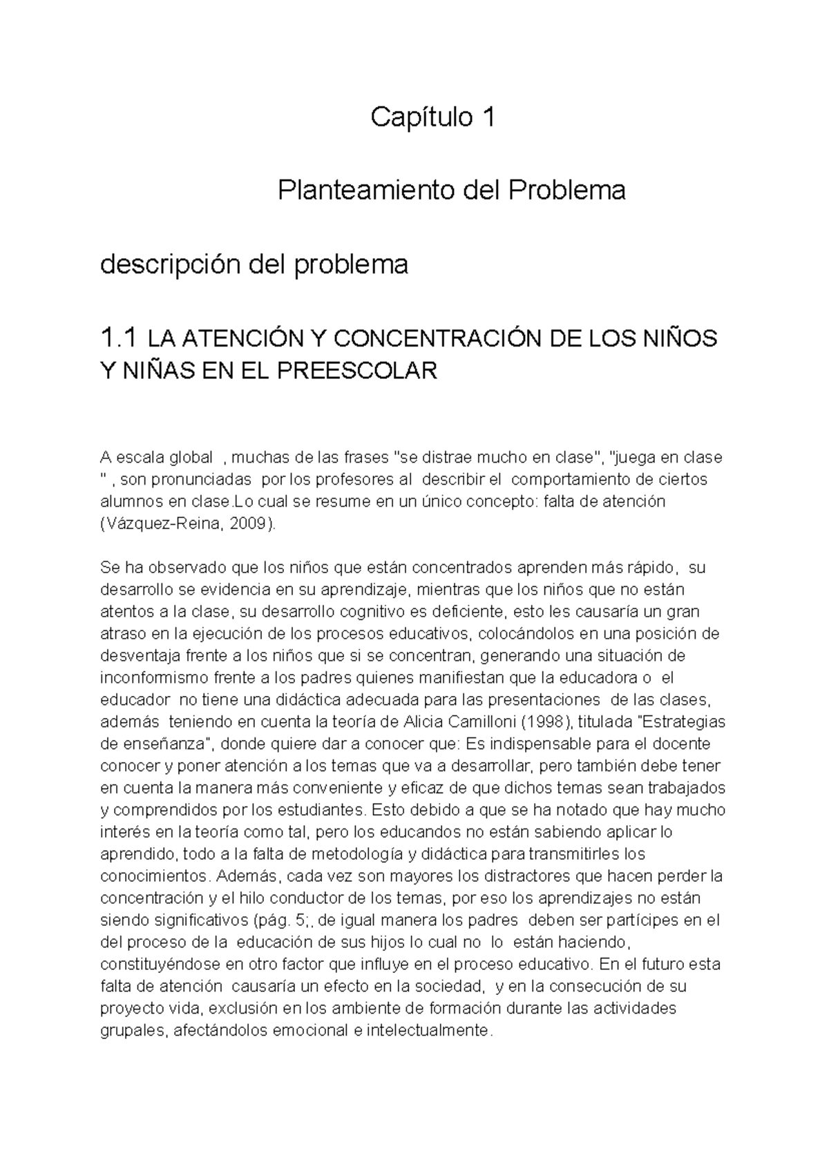 3 .1 problematica preescolar - Capítulo 1 Planteamiento del Problema ...