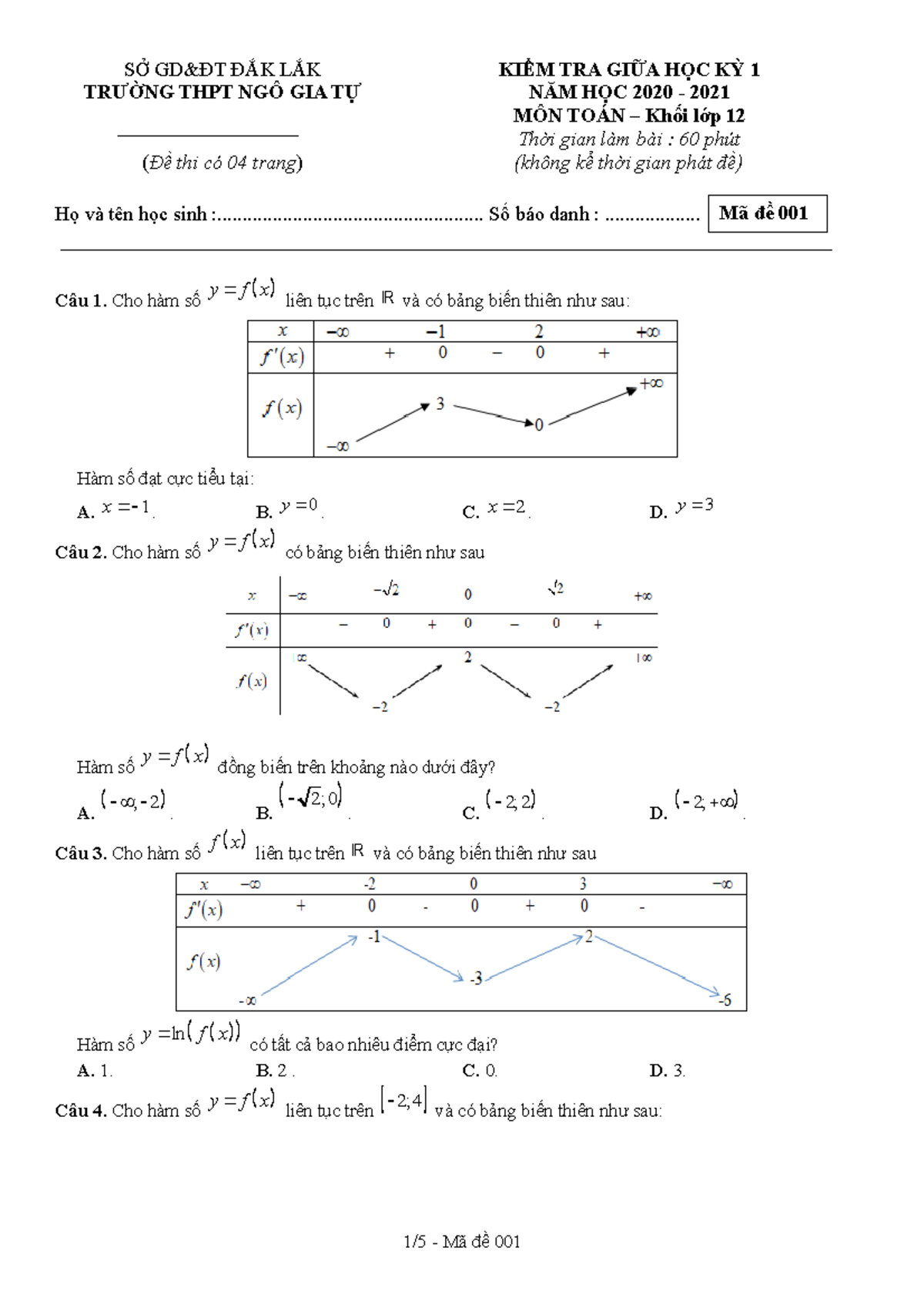 De kiem tra giua hoc ky 1 toan 12 nam 2020 2021 truong thpt ngo gia tu dak lak - SỞ GD&ĐT ĐẮK ...