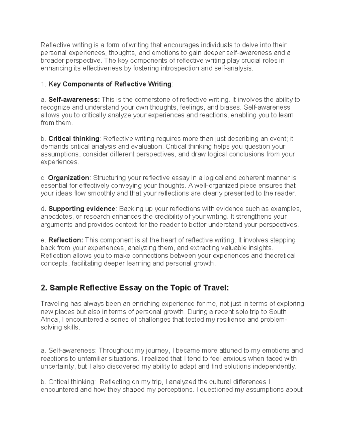 Reflective Writing - GREAT PRESENTATION - Reflective writing is a form ...