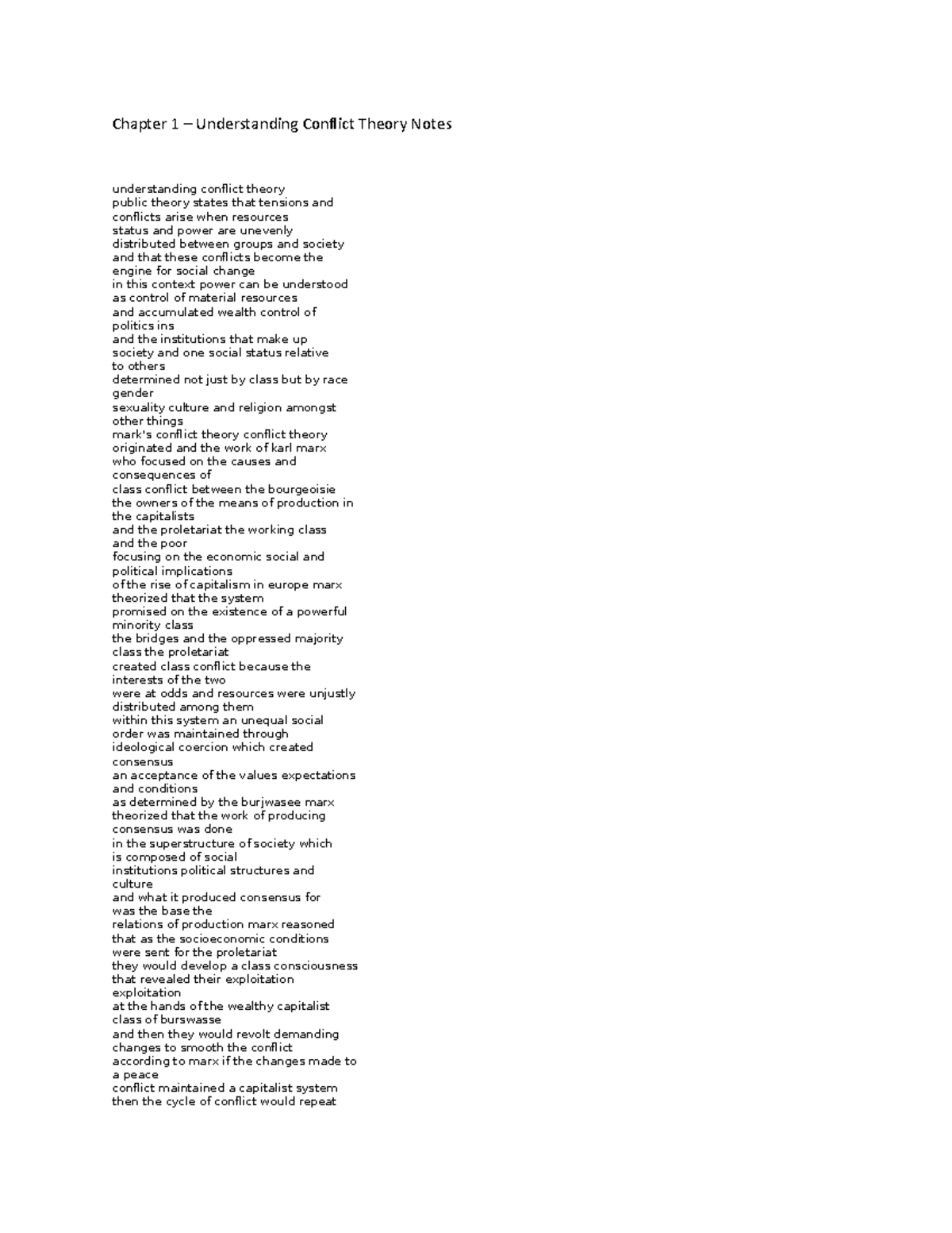 Chapter 1 Understanding Conflict Theory Notes - Chapter 1 ...