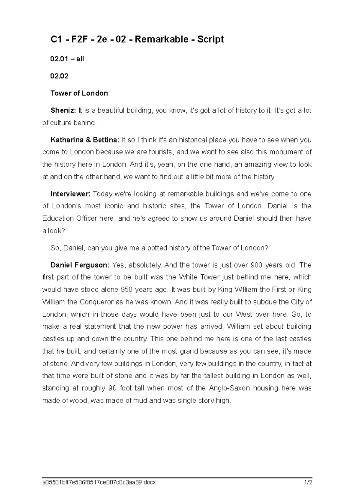 C1 - F2F - 2e - 02 - Remarkable - Script - Inglés de los negocios (B2-C1) - UPV - Studocu