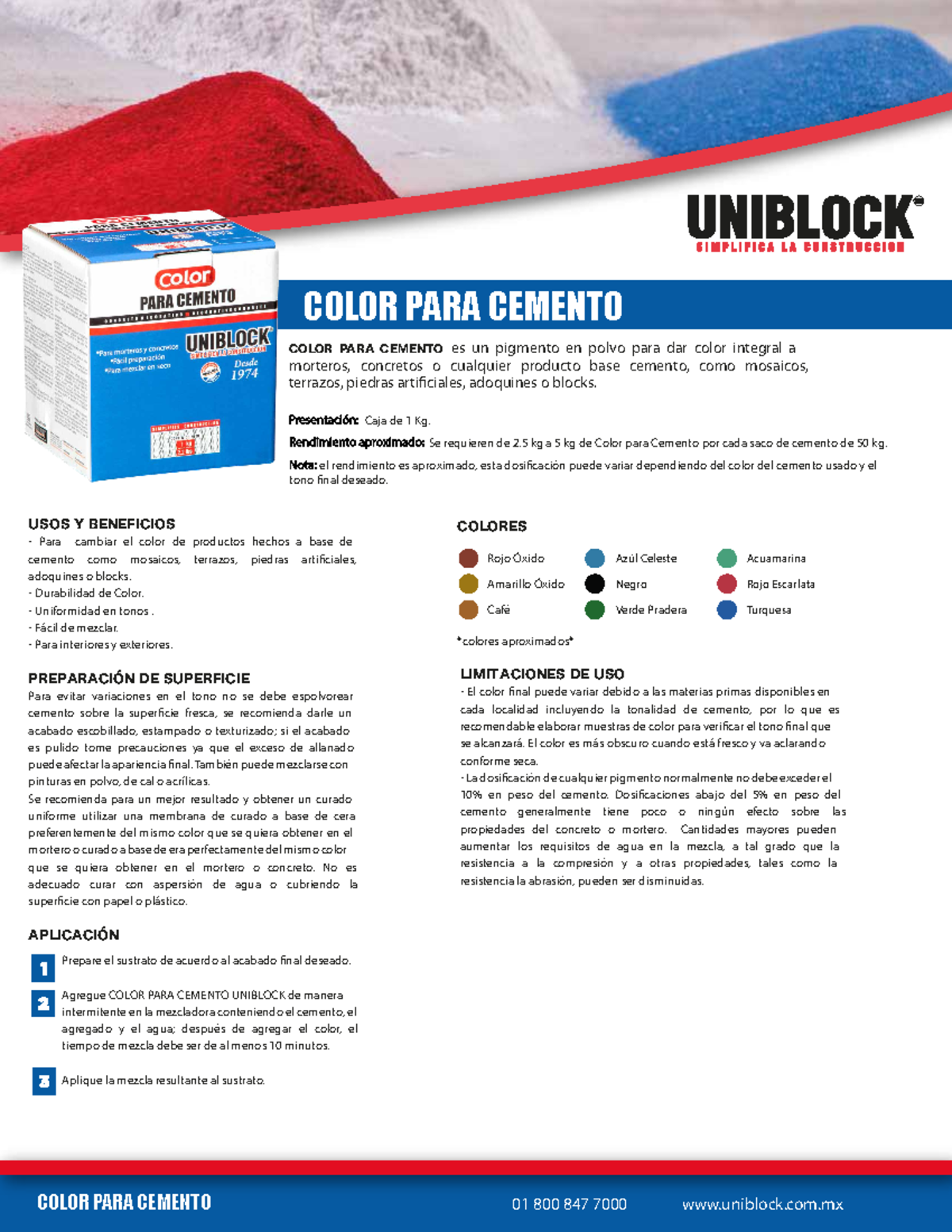 Uniblock Color Cemento - COLOR PARA CEMENTO 01 800 847 7000 uniblock ...