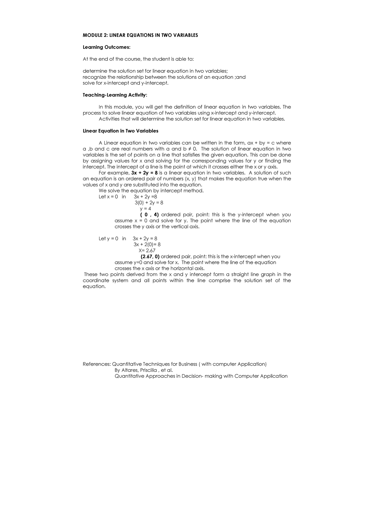 MATH 300 Module 2 PDF - MODULE 2: LINEAR EQUATIONS IN TWO VARIABLES ...