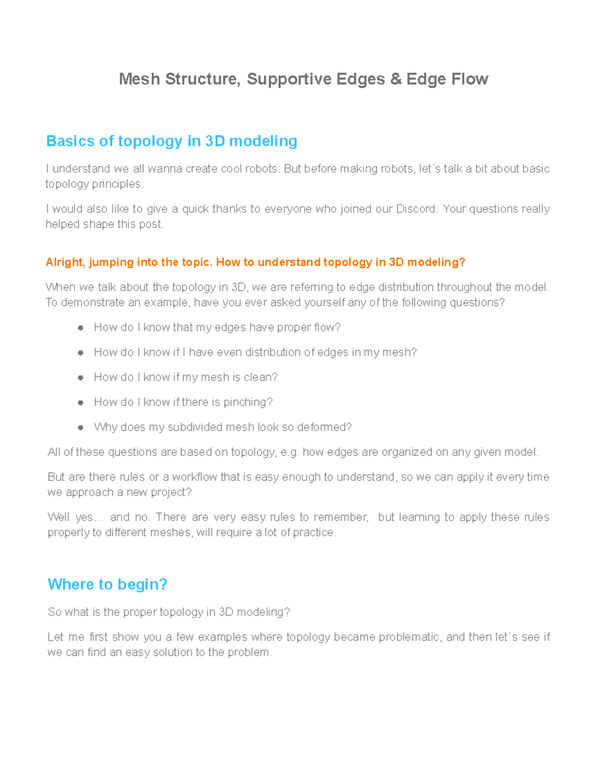 Class 02 Topology - Mesh Structure, Supportive Edges & Edge Flow Basics ...
