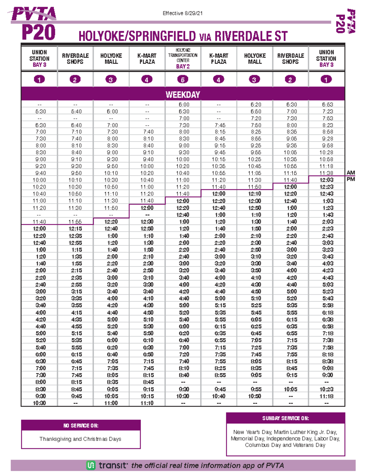 P20 - Data records of past bus routes. - P UNION STATION BAY 3 ...