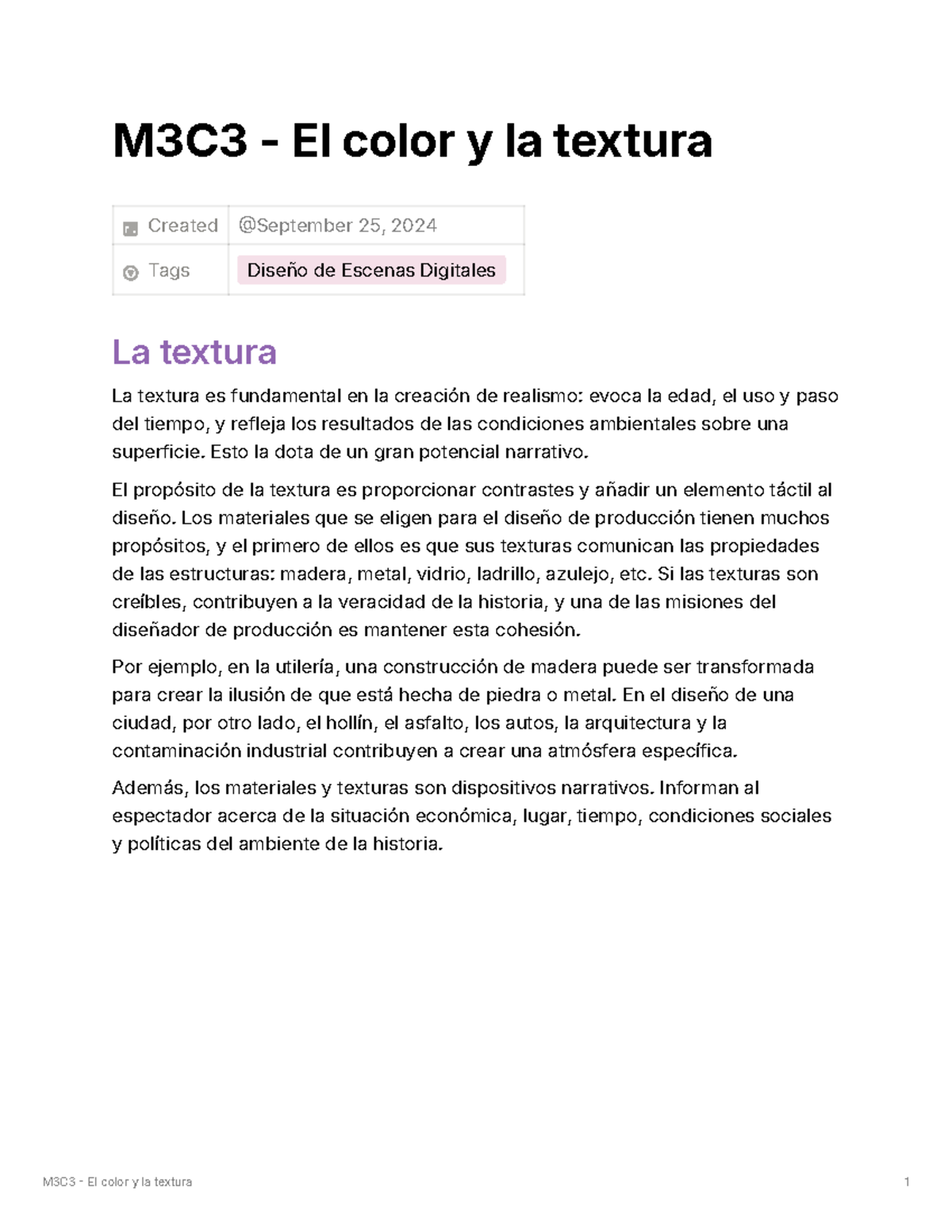 M3C3 - El color y la textura - M3C3 El color y la textura 1 M3C3 - El ...