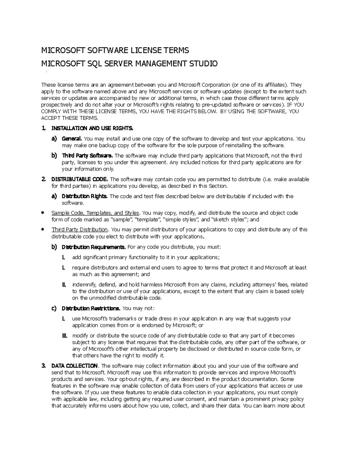 SSMS License Terms - fff - MICROSOFT SOFTWARE LICENSE TERMS MICROSOFT ...
