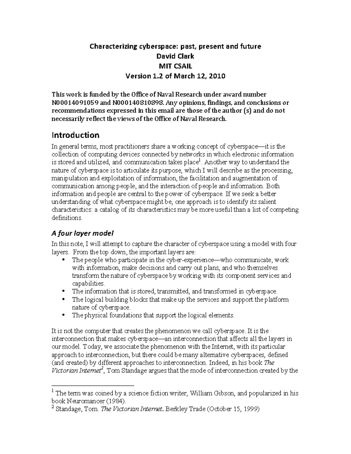 [Clark] Characterizing Cyberspace- Past, Present and Future ...