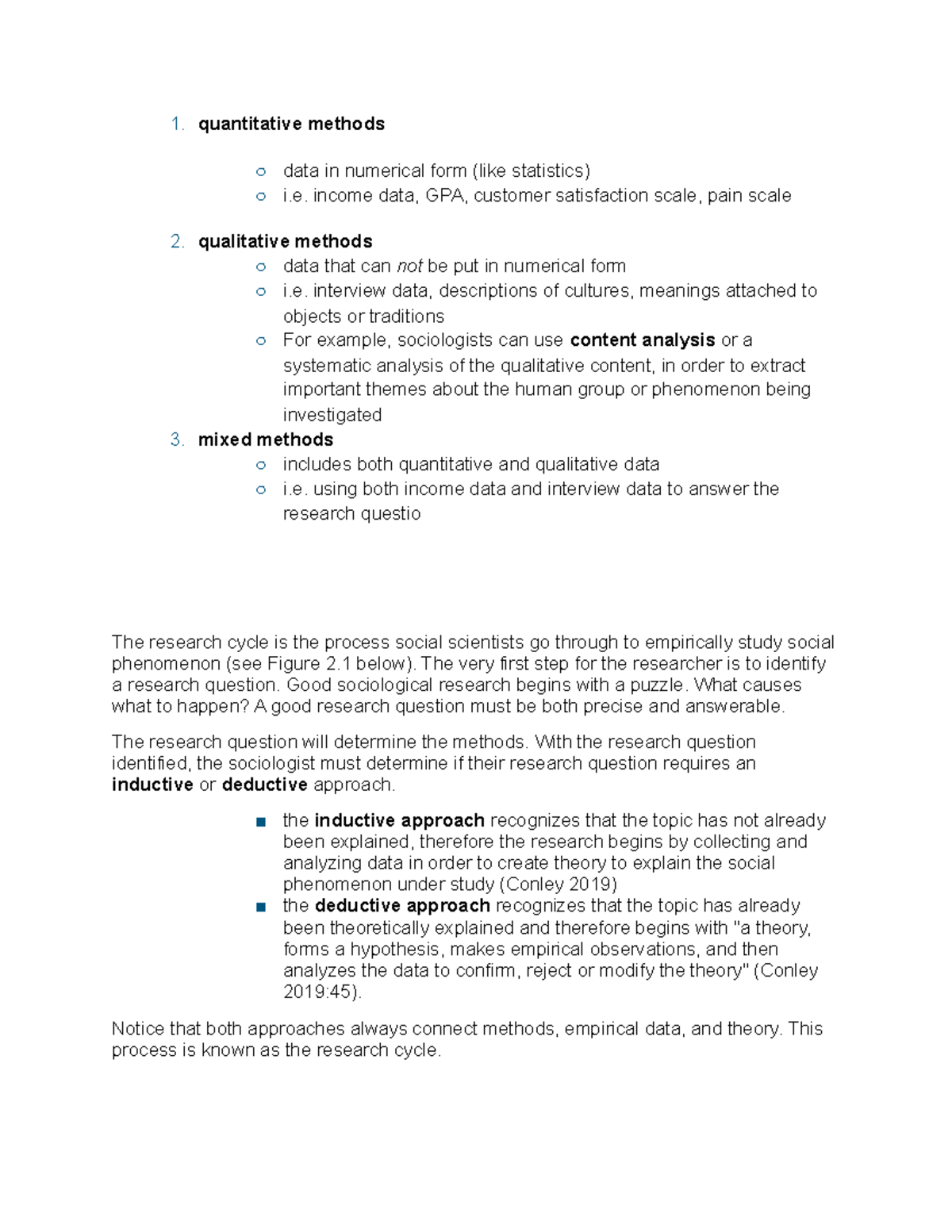 Psych Notes. 105 - quantitative methods data in numerical form (like ...