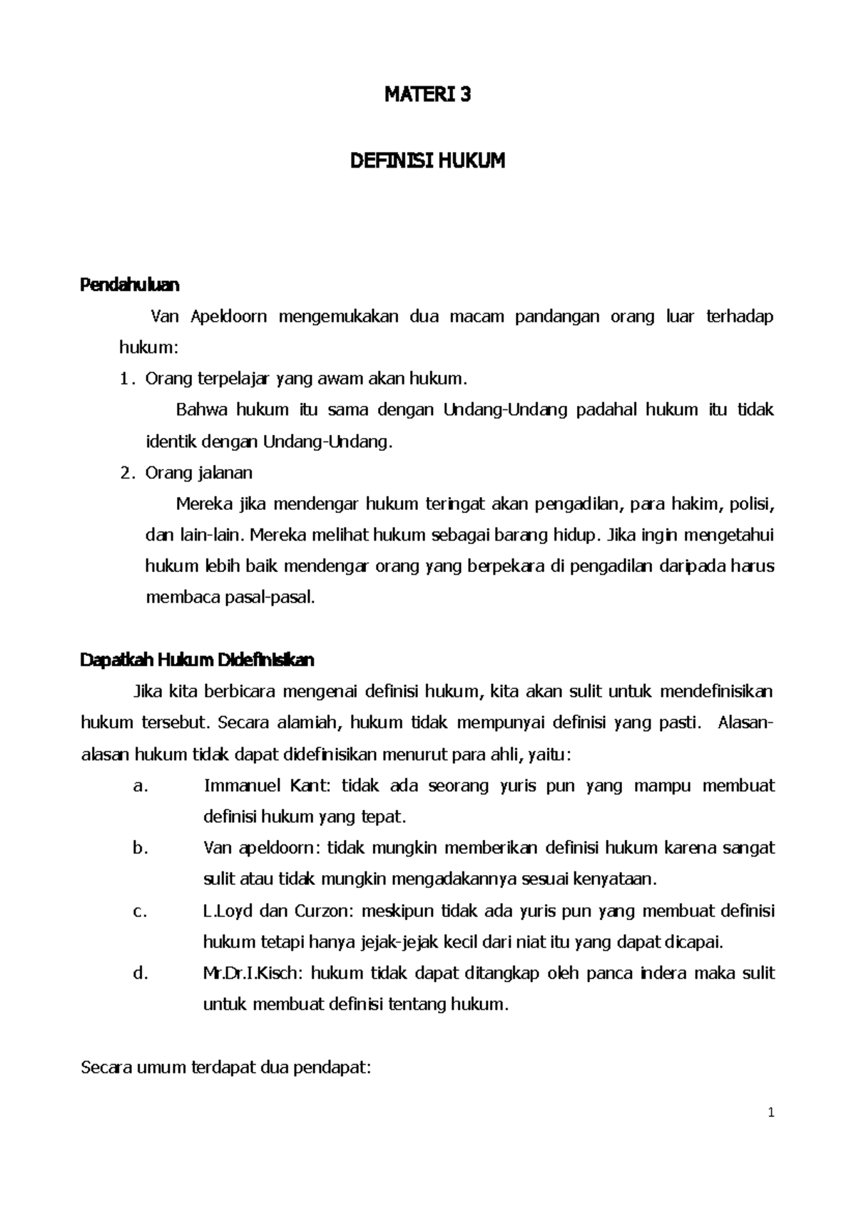 Definisi Hukum - MATERI 3 DEFINISI HUKUM Pendahuluan Van Apeldoorn ...
