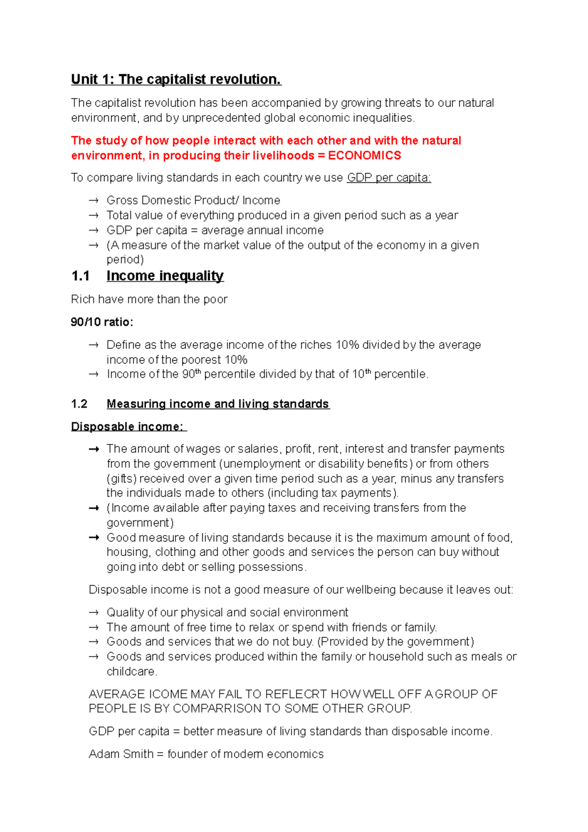 Ekonomie Notas Class Notes And Summaries Of The Slides And Notes From The Handbook Unit 1