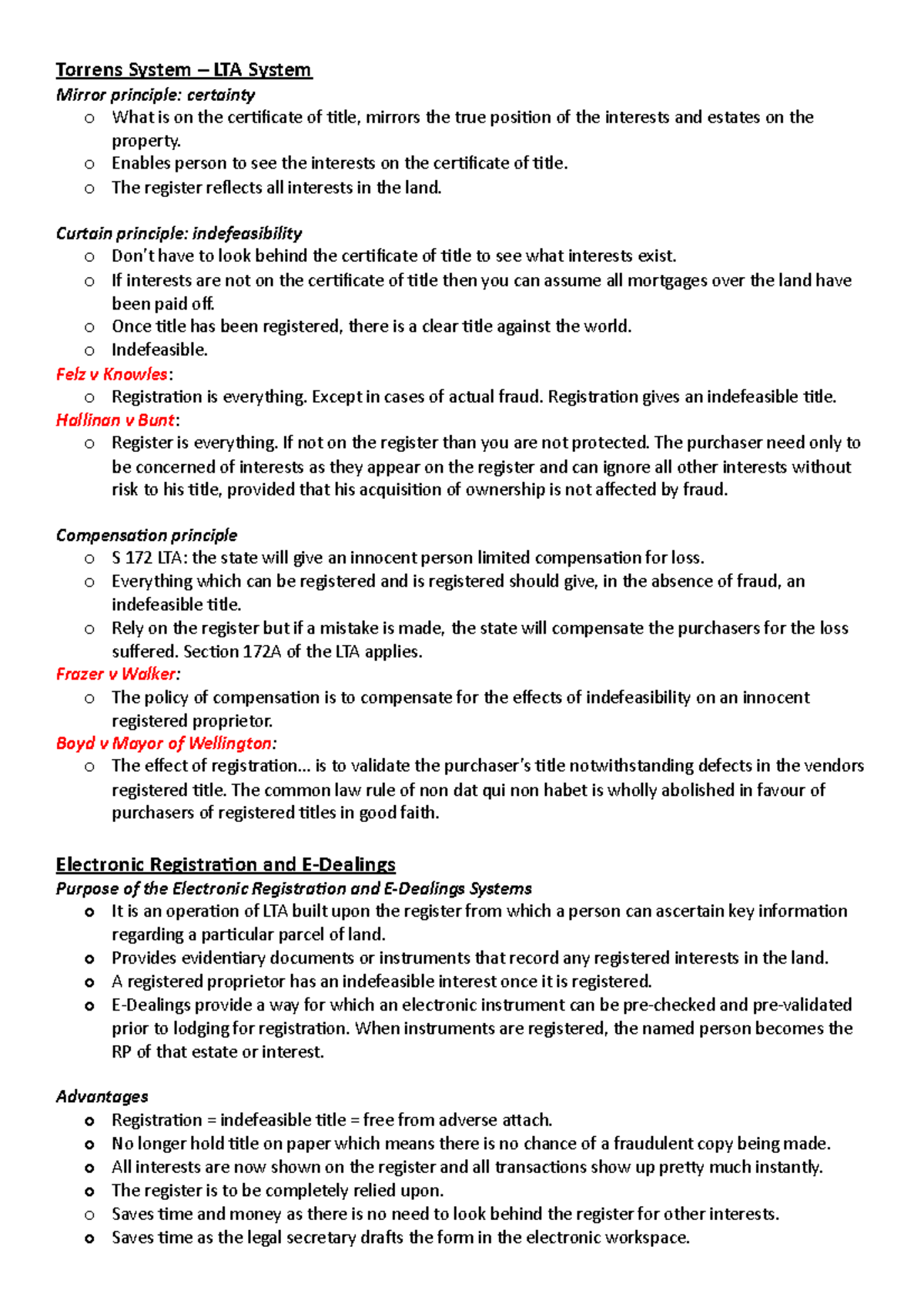 Land Exam Notes - Torrens System – LTA System Mirror principle ...
