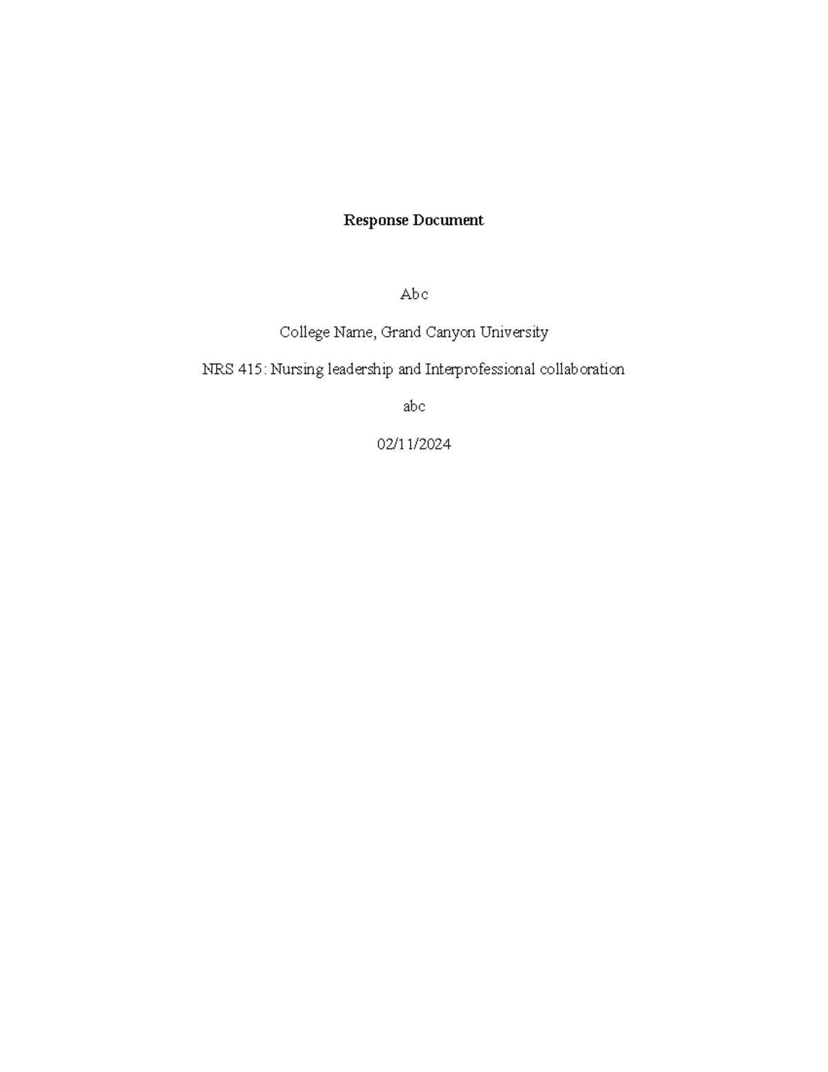 Response - NRS 415 - Response Document Abc College Name, Grand Canyon ...