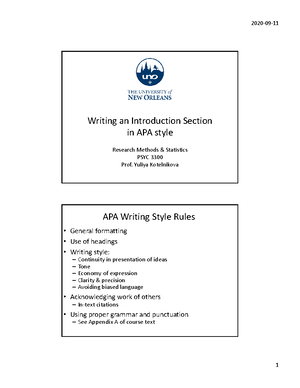 Lecture#19 Writing a Method section in APA style - Writing a Method ...