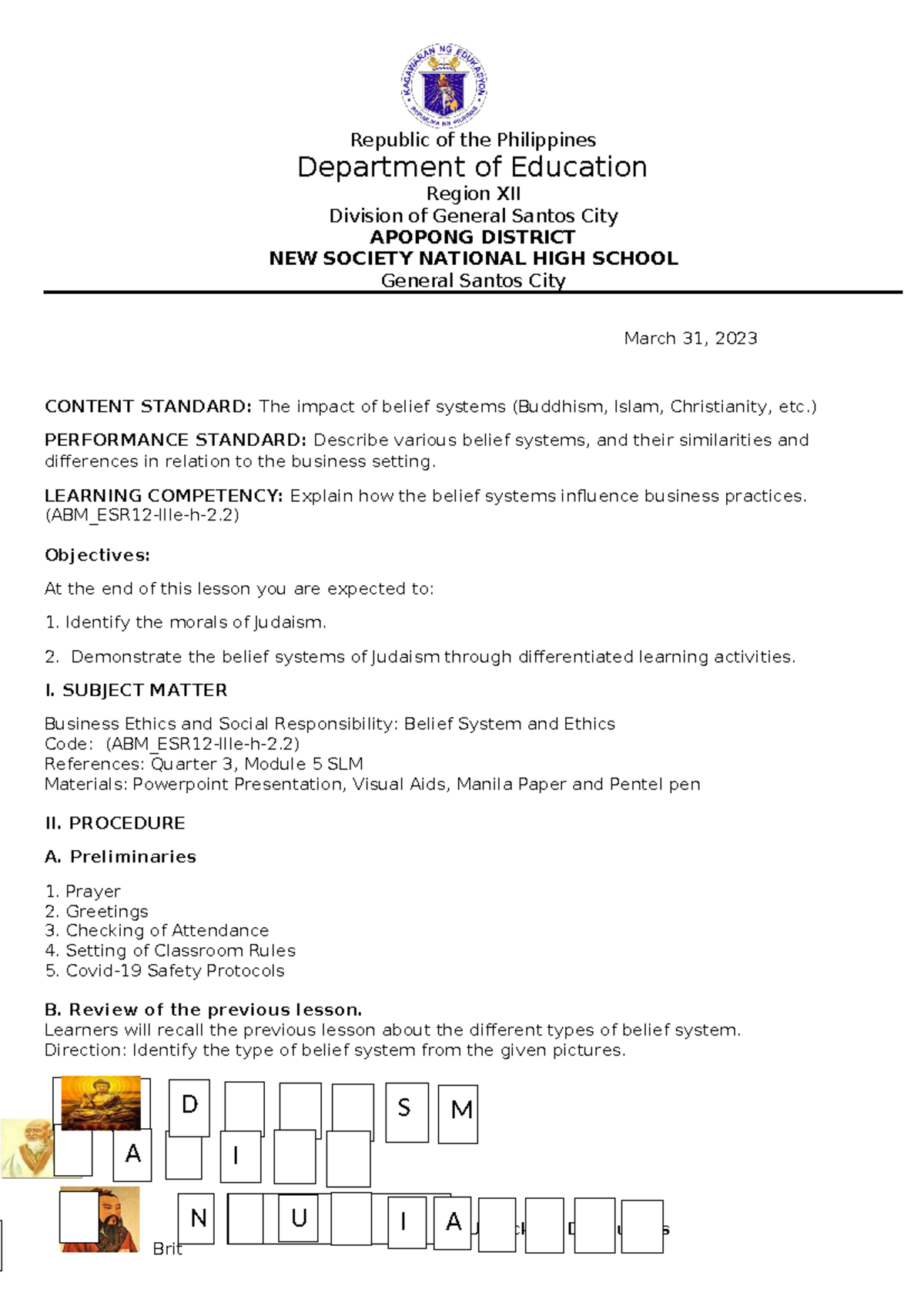 Module 6, Quarter 3 - Republic of the Philippines Department of ...