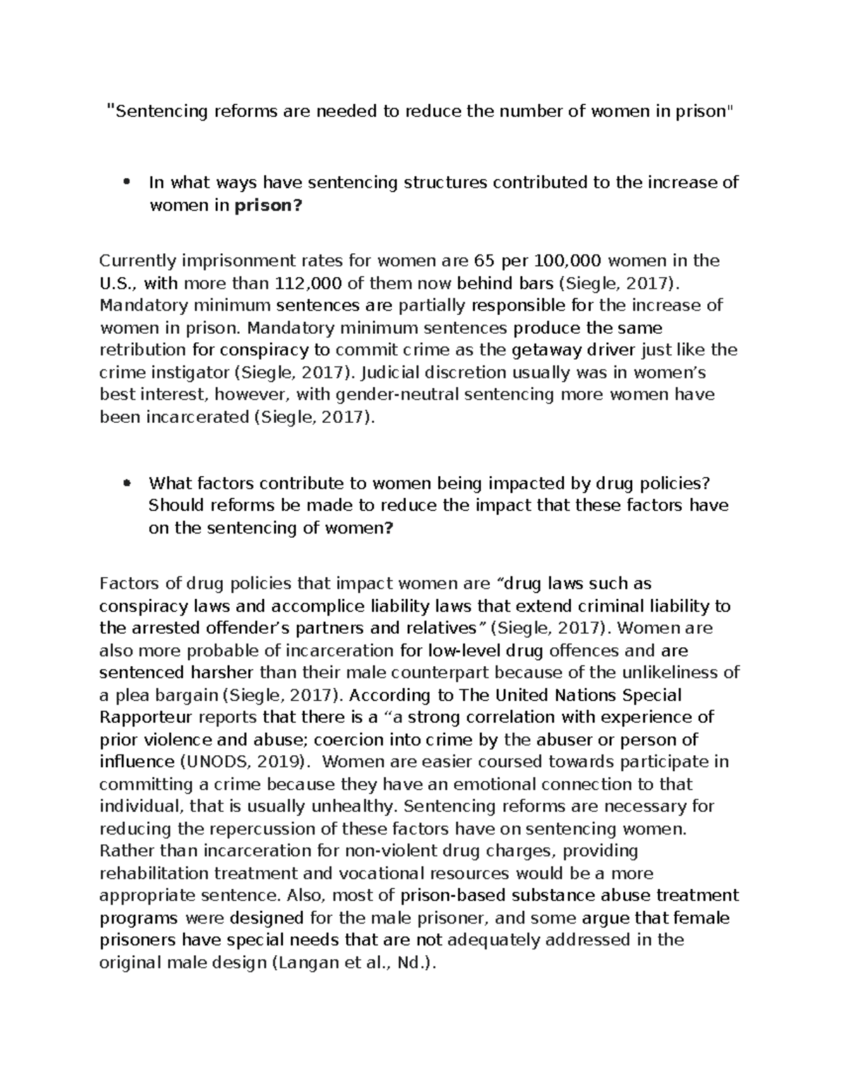 Document 6 - n/a - "Sentencing reforms are needed to reduce the number ...