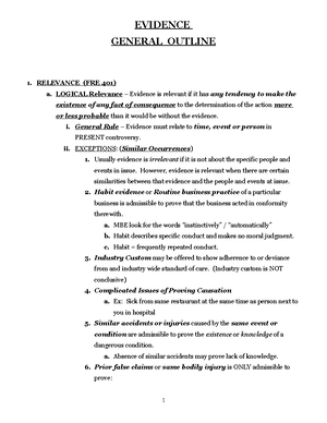 Final Outline - Introduction to the Federal Rules of Evidence (FRE ...