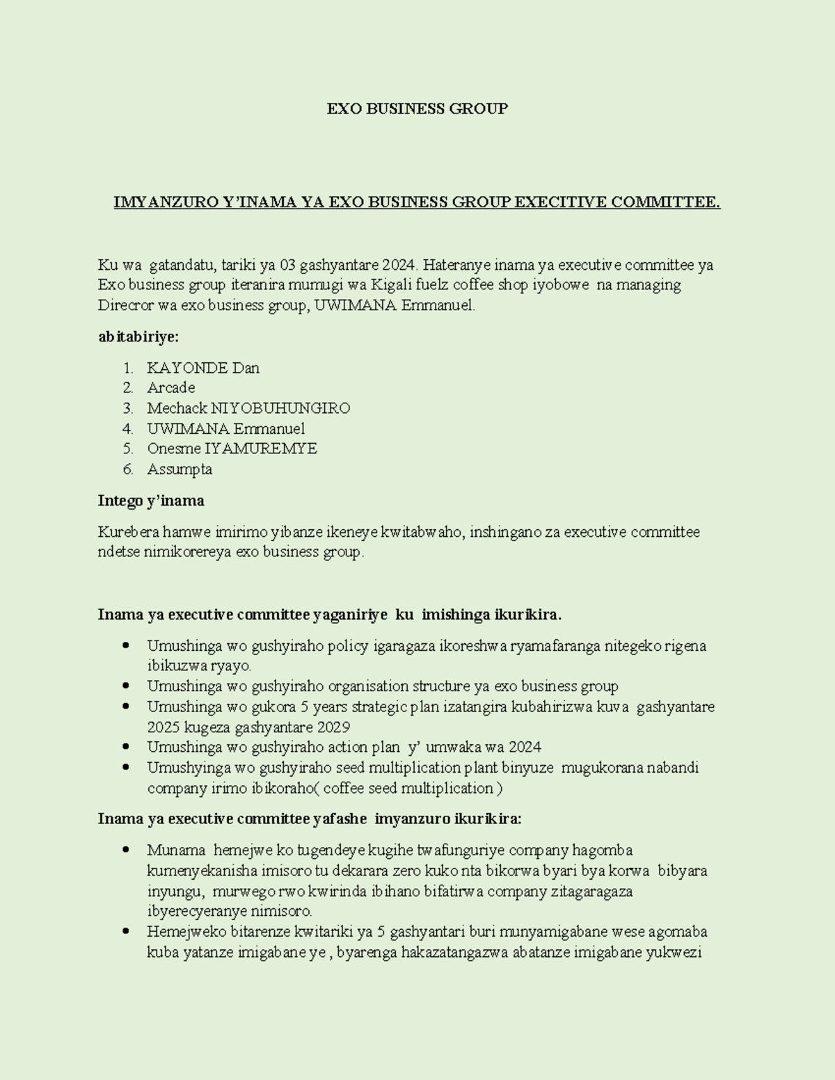 EXO Business Group - great to refer - EXO BUSINESS GROUP IMYANZURO Y ...