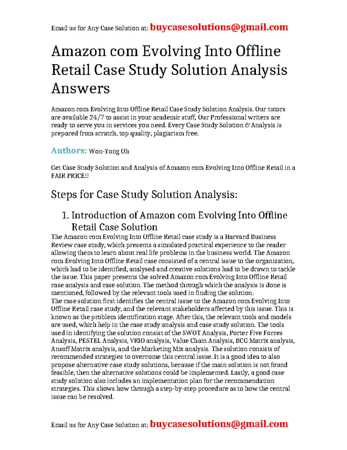 Case Solution Amazon com Evolving Into Offline Retail - Amazon com ...
