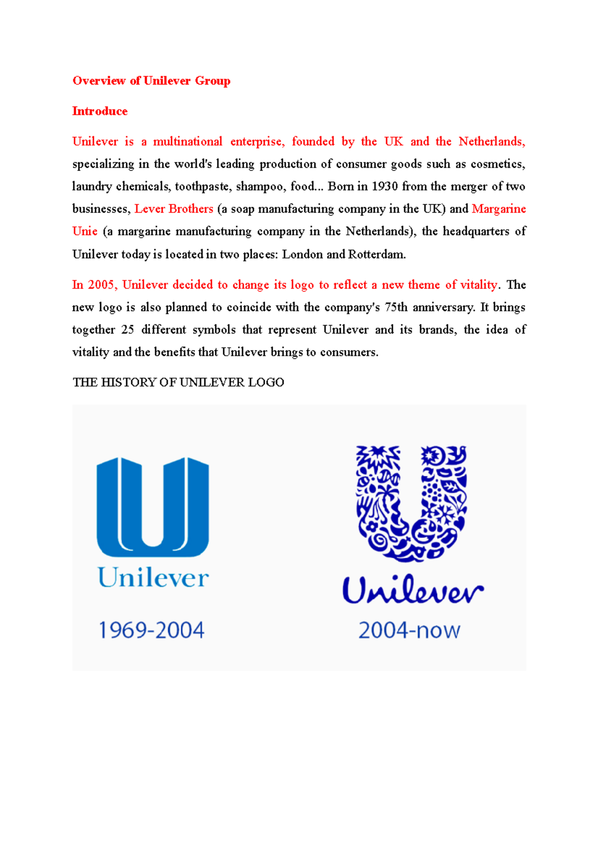 Sơ lược Tập đoàn Unilever - Overview of Unilever Group Introduce ...