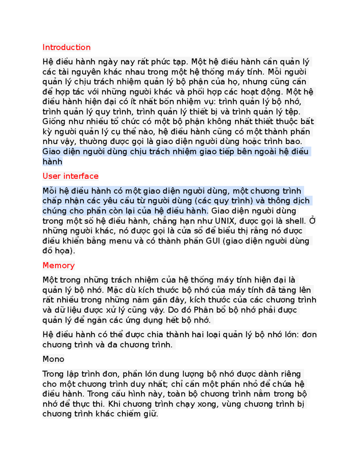 Operating System - ssssssssss - Introduction Hệ điều hành ngày nay rất ...