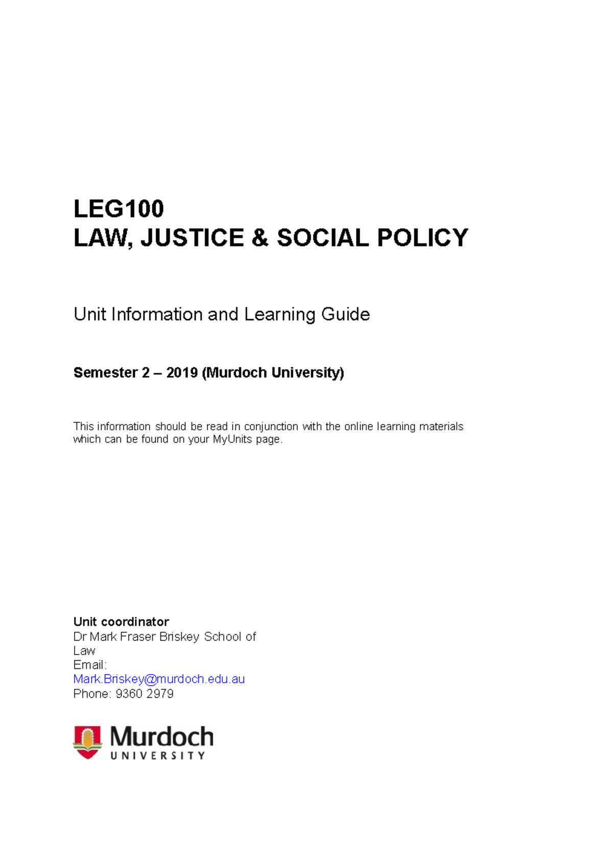 LEG100 2019 - Summary Law, Justice and Social Policy - LEG LAW, JUSTICE ...